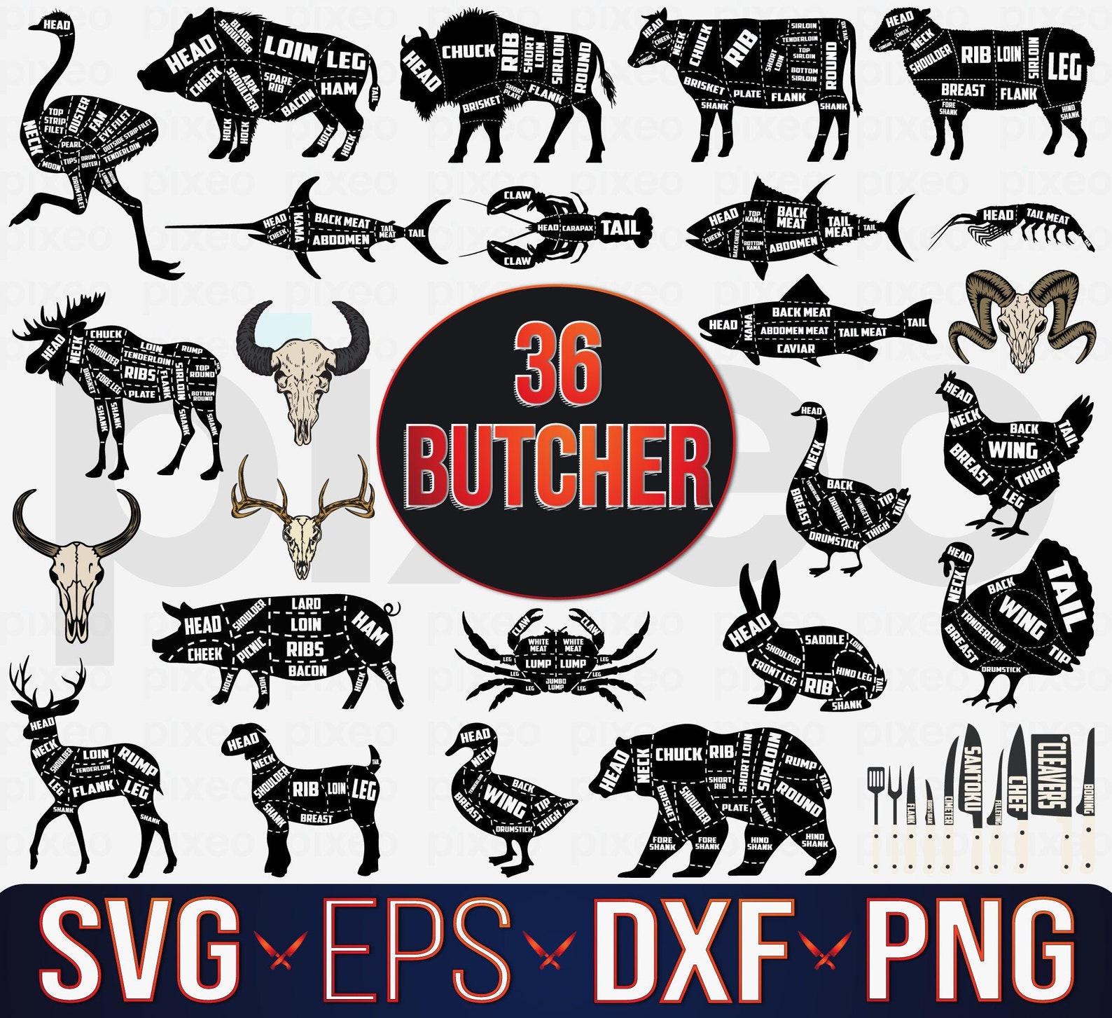 Butcher SVG Bundle Butcher's Guide SVG Cuts of Meat SVG - Etsy Canada