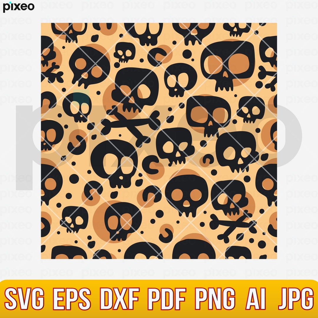 Leopard Skull Digital Paper, Leopard Skull Pattern Svg, Leopard Print ...
