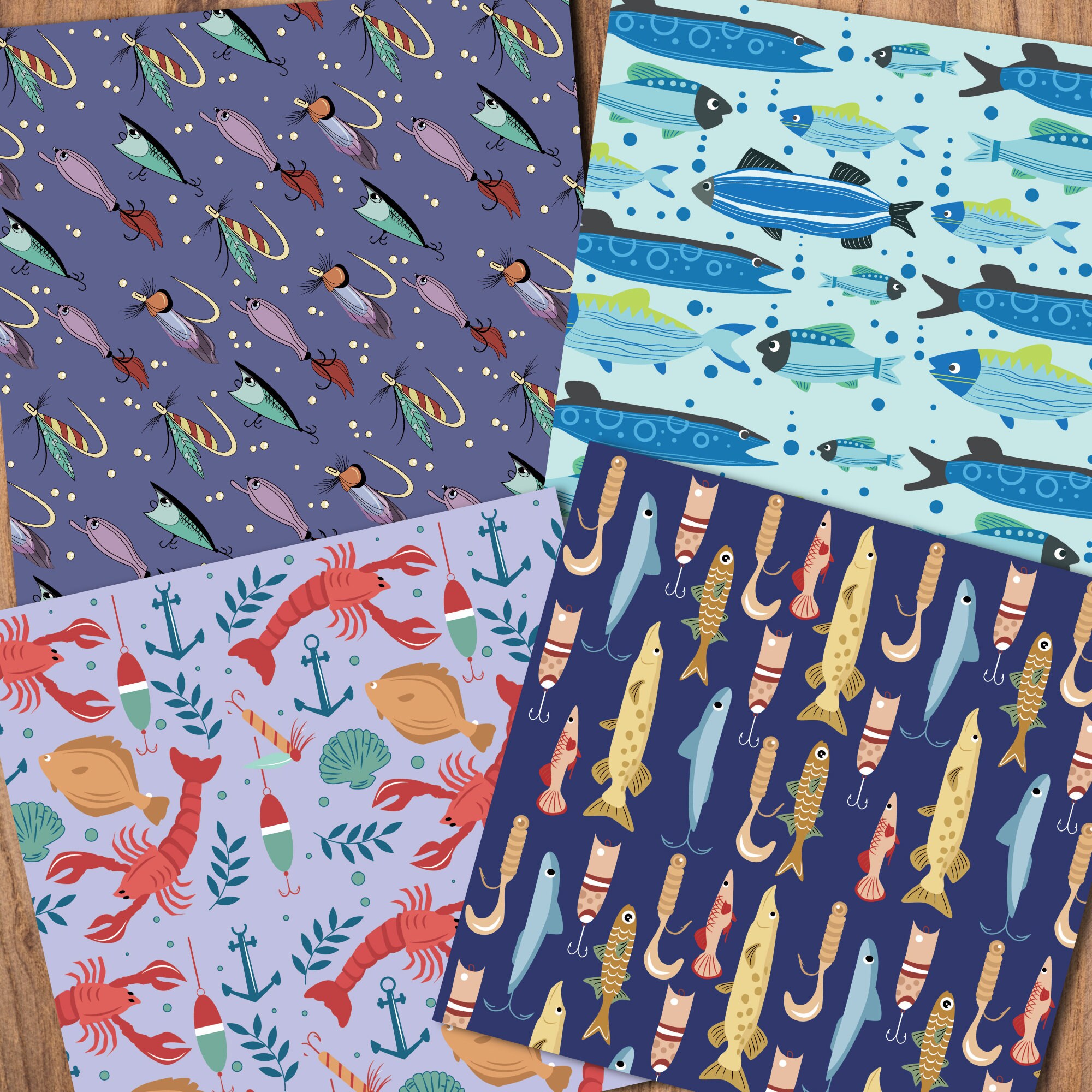 Fishing Digital Papers Fishing Svg Fisherman Digital Papers - Etsy ...