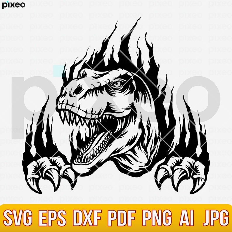 T-rex Scratch SVG: Dinosaur Clipart, Cut File (digital Download) - Etsy ...