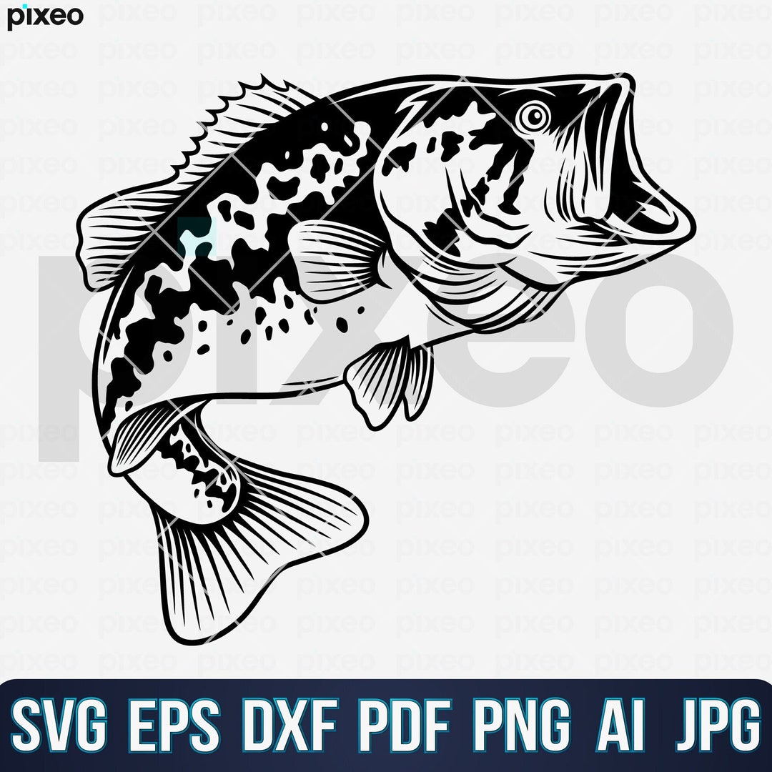 Bass Fishing Svg, Fishing Svg, Bass Fish Svg, Bass Clipart, Bass Vector ...