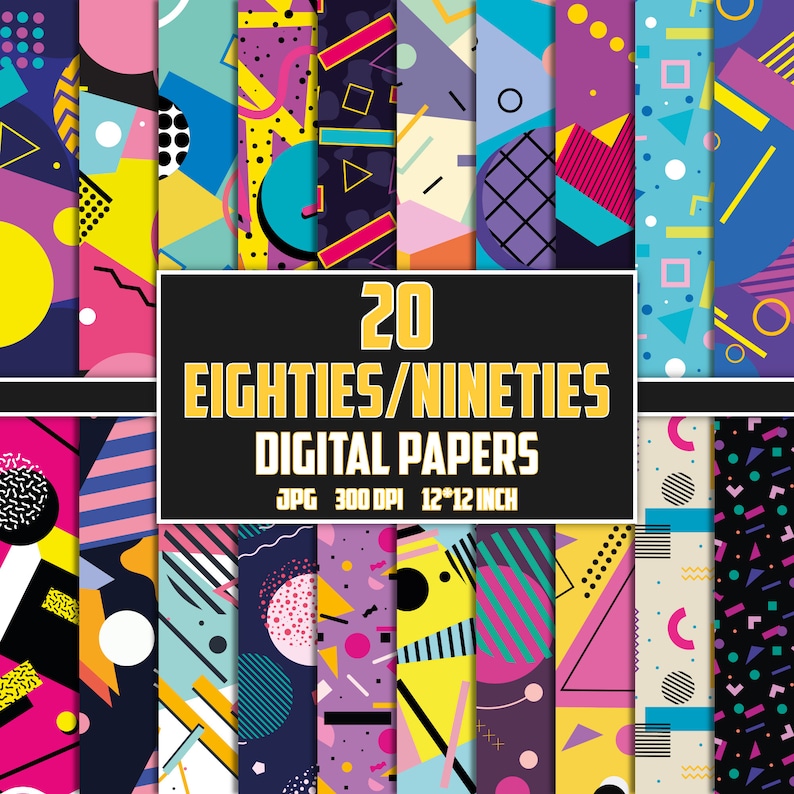 80's/90's Digital Paper Eighties Nineties Digital - Etsy