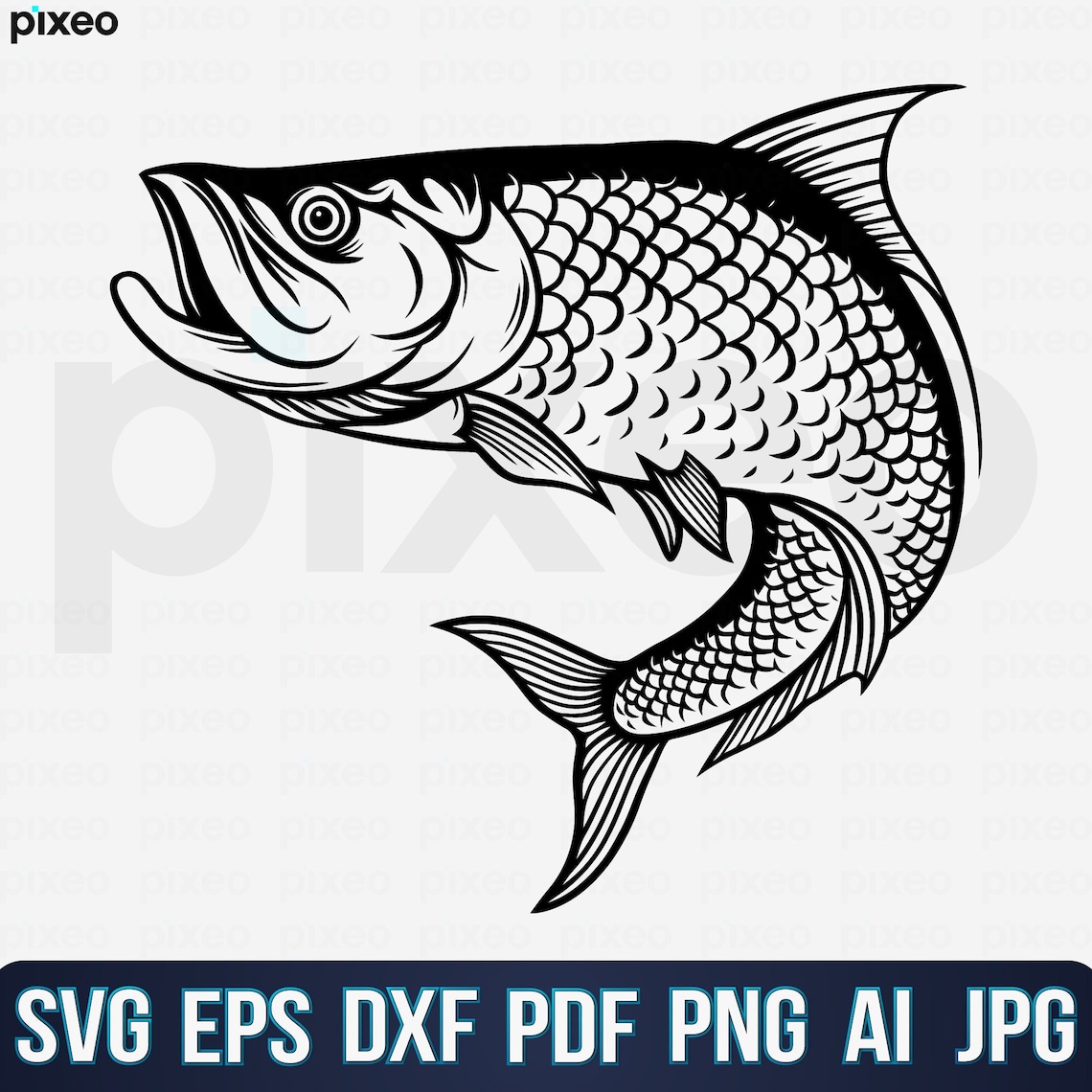 Tarpon Fishing SVG: Fish Vector Clipart, Cricut Cut File (PNG, PDF) - Etsy