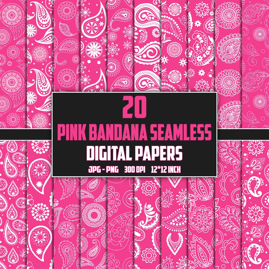 Pink Bandana Paisley Seamless Pattern: Digital Paper (JPG, PNG) - Etsy