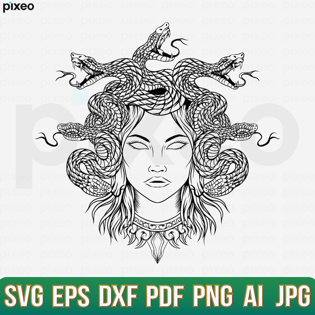 Medusa Svg, Gorgon Svg, Medusa Head Svg, Medusa Clipart, Mythological ...