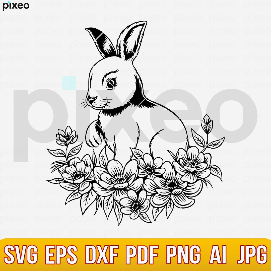 Floral Bunny SVG: Easter Rabbit Clipart (digital Files) - Etsy