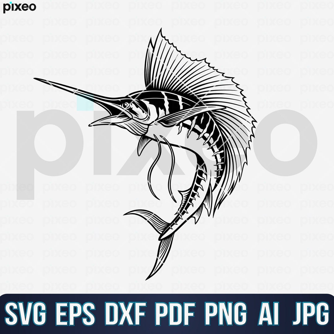 Sailfish Fishing Svg, Fishing Svg, Sailfish Fish Svg, Sailfish Clipart ...