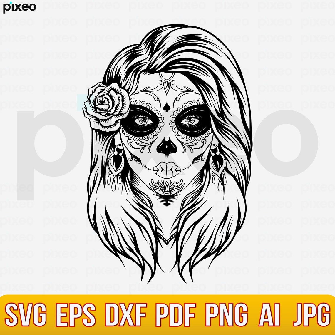 La Catrina Svg, Lady Dead Svg, Sugar Skull Svg, La Muerta Svg ...