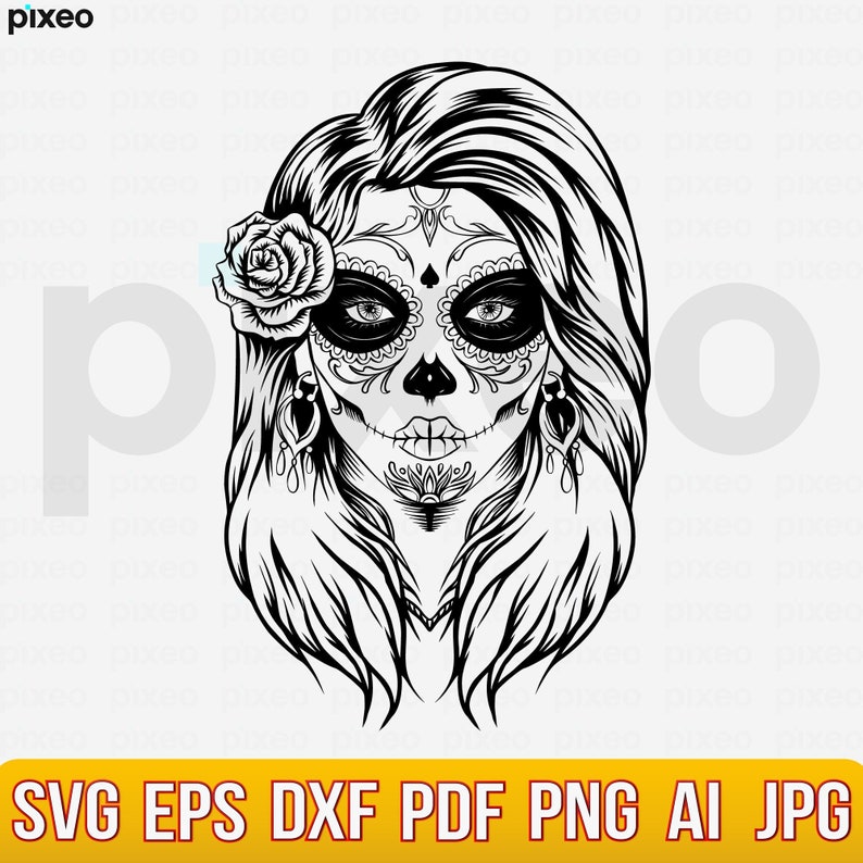 La Catrina Svg Lady Dead Svg Sugar Skull Svg La Muerta Svg - Etsy