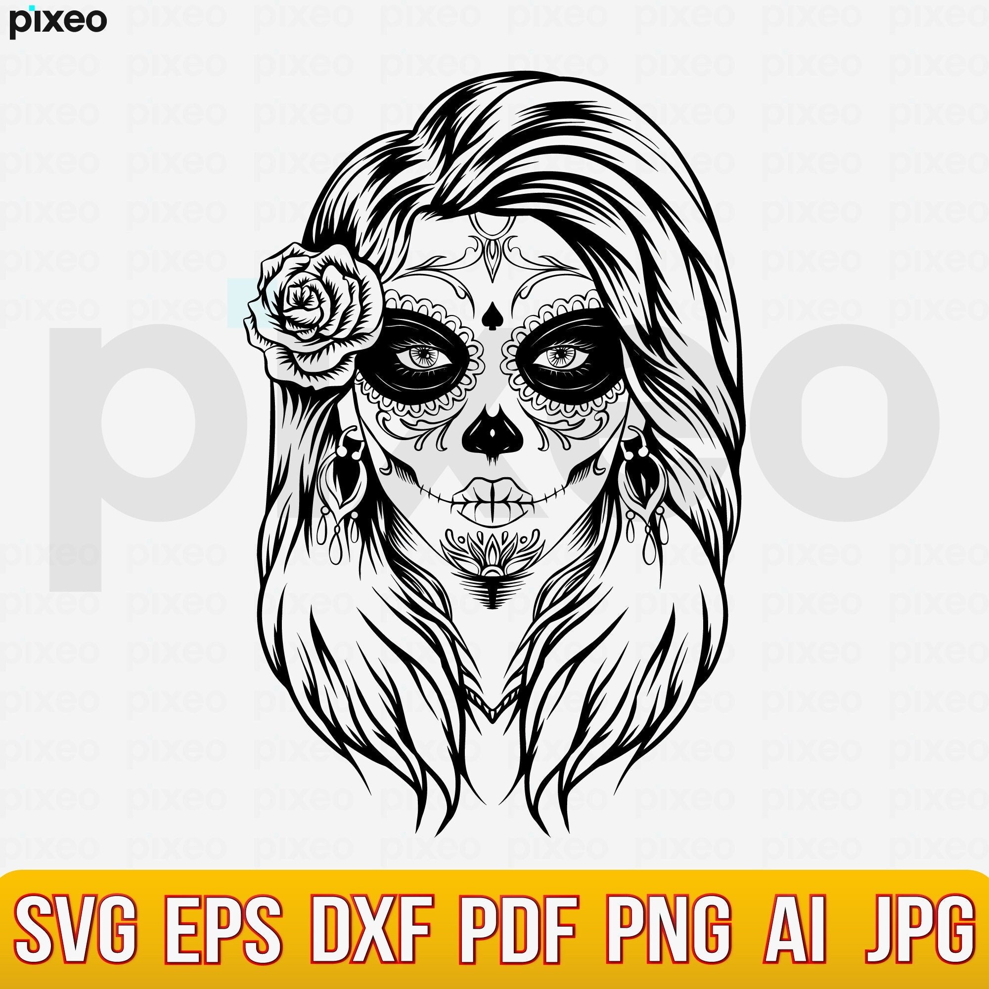 La Catrina Svg, Lady Dead Svg, Sugar Skull Svg, La Muerta Svg ...