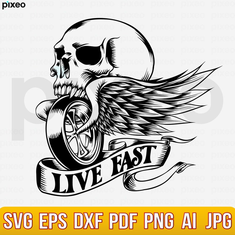 Skull With Wheels Svglive Fast Svg Biker Skull Svg Skull - Etsy