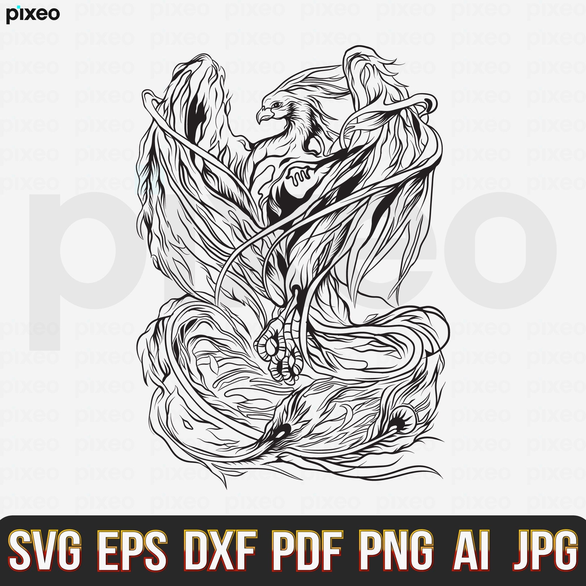 Phoenix Svg Phoenix Clipart Phoenix Cricut Phoenix Wings | Etsy