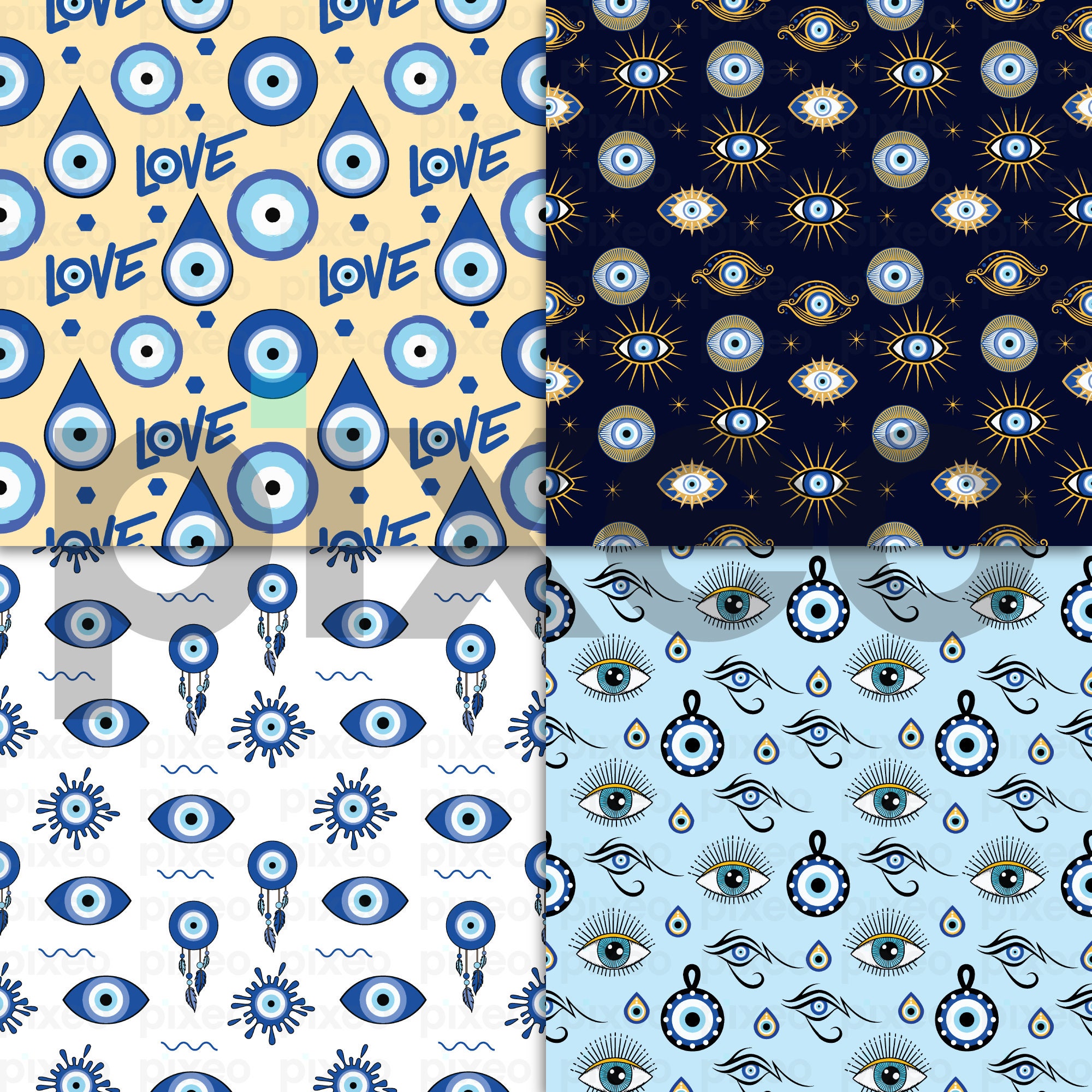 Evil Eye Seamless Patterns Digital Papers Evil Eye 20 | Etsy