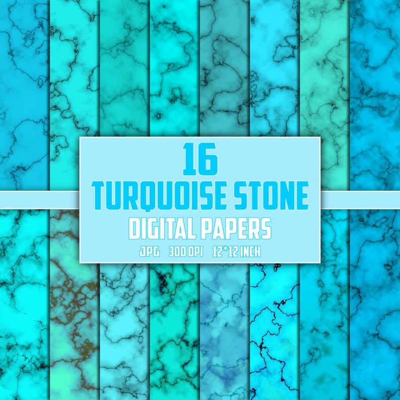 Turquoise Digital Paper Turquoise Backgrounds Turquoise - Etsy