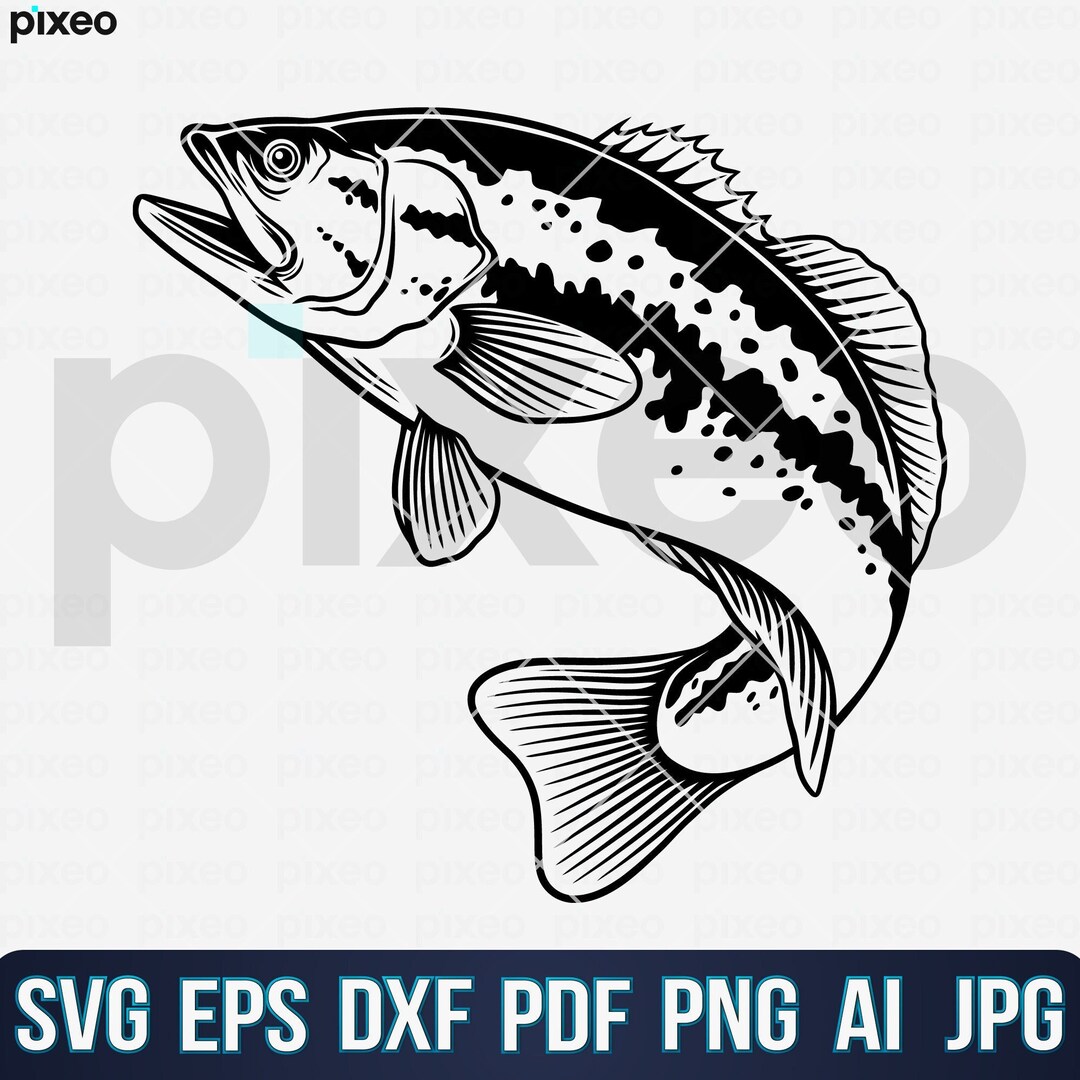 Bass Fishing Svg, Fishing Svg, Bass Fish Svg, Bass Clipart, Bass Vector ...