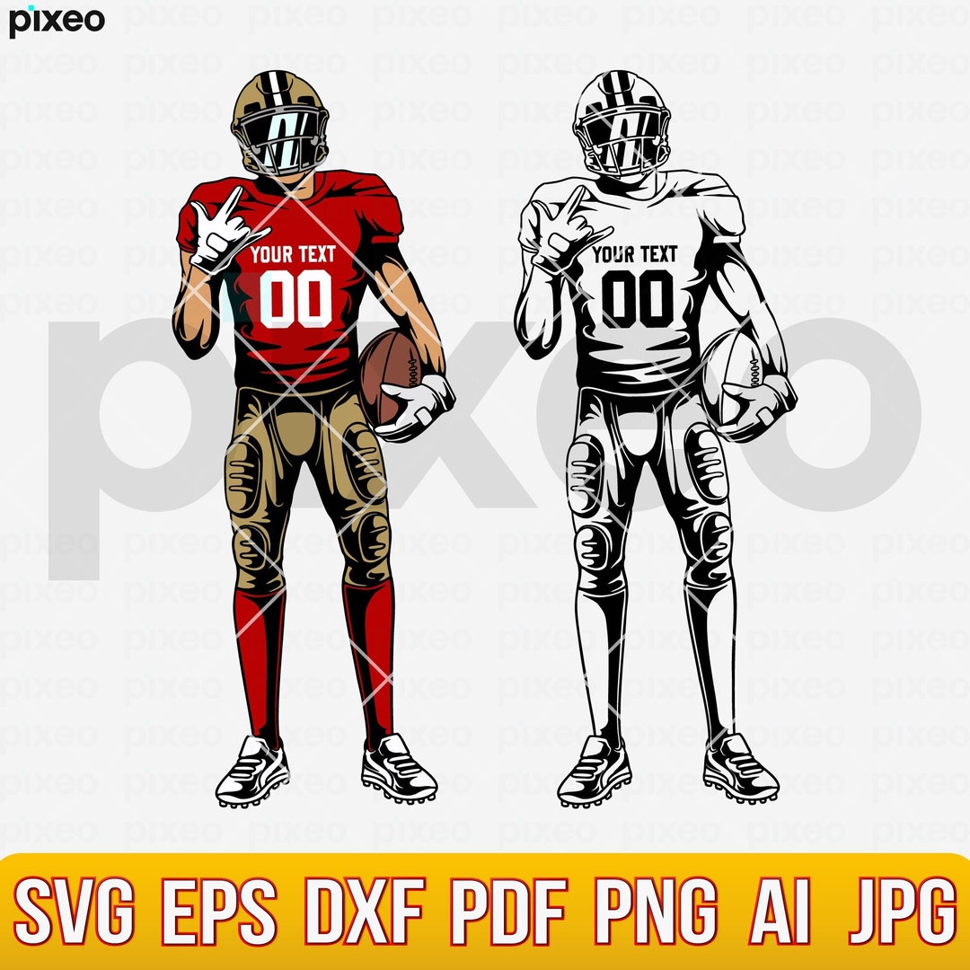 Football Player SVG: Customizable Team Shirt Cut Files (digital ...