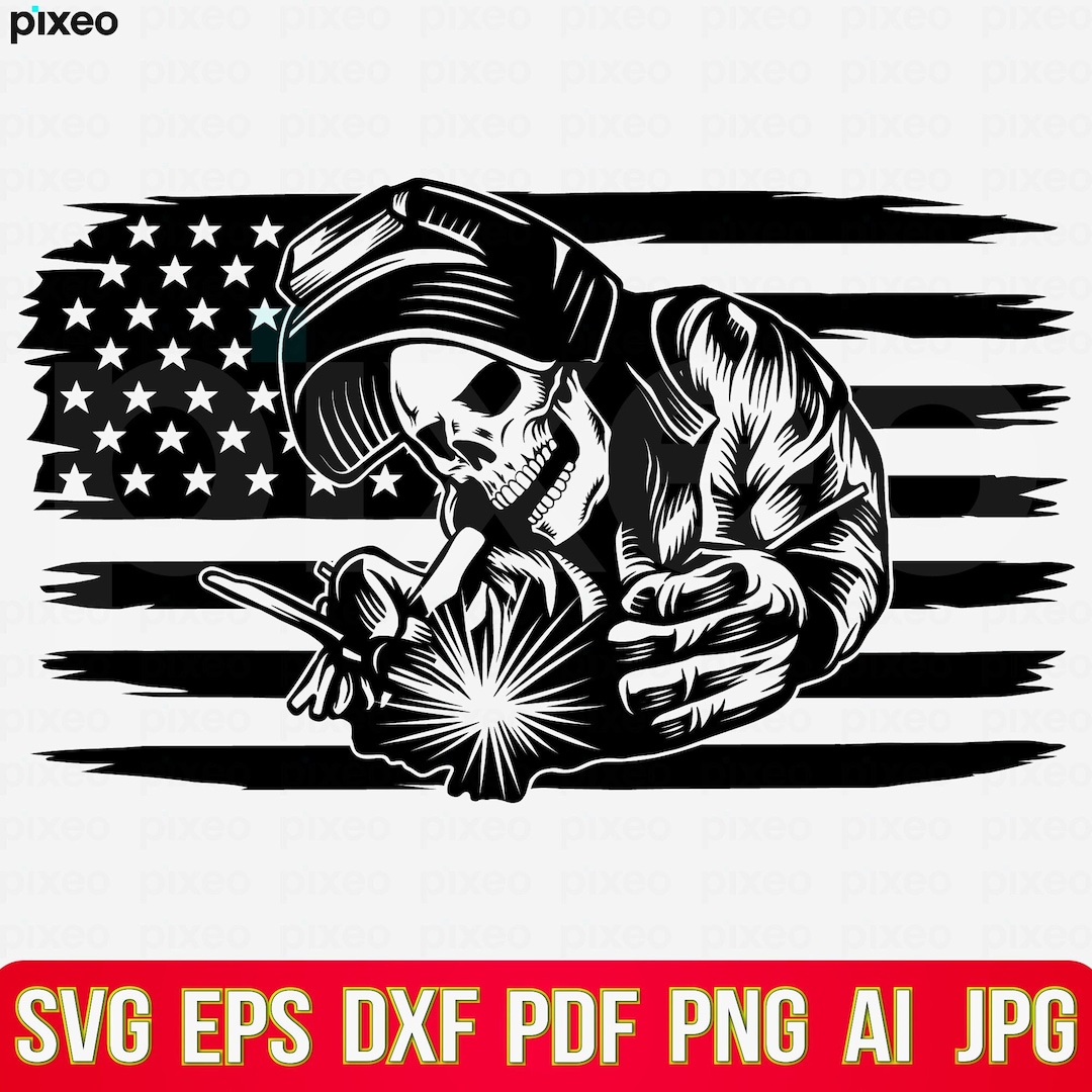 Skull Welder USA Flag SVG: Welding Clipart, Cricut Cut File - Etsy