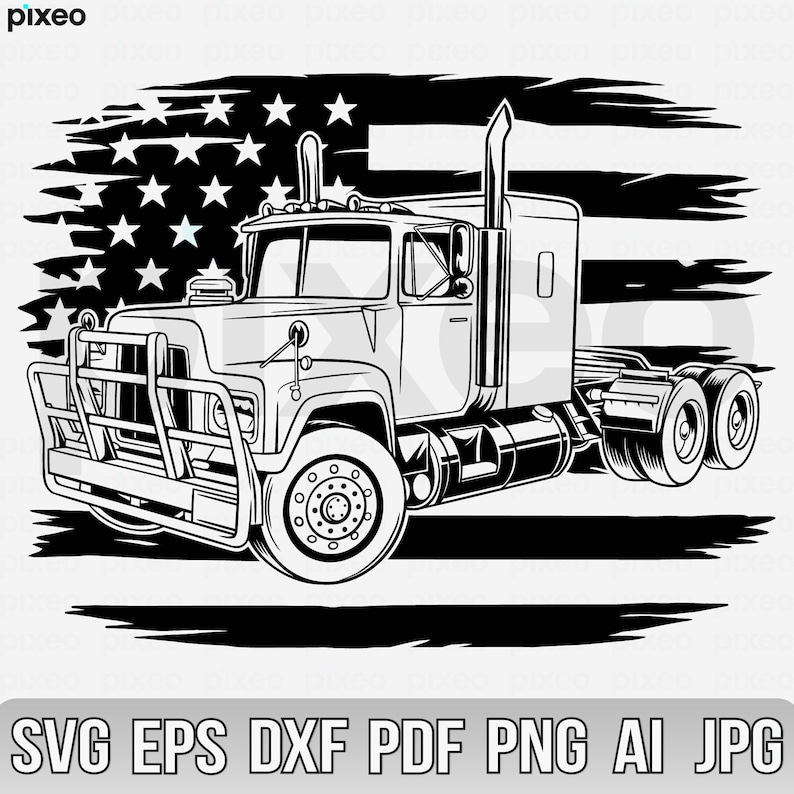 Semi Truck With Flag Svg Semi Truck Svg Truck Svg Big Truck - Etsy