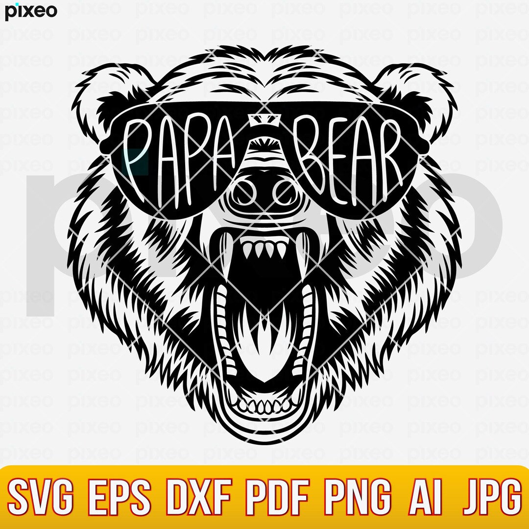 Papa Bear Svg, Papa Bear With Sunglasses, Dad Svg, Papa Bear Cut File ...