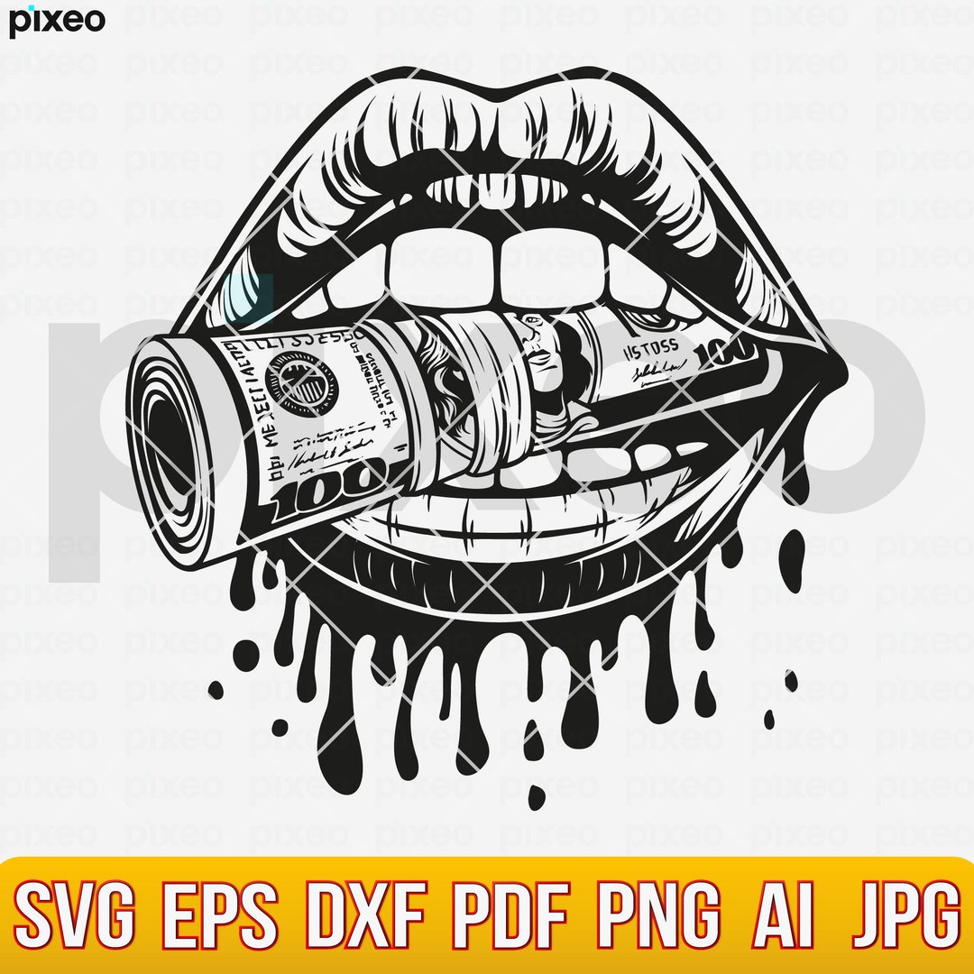 Lips Biting Money SVG: Hustle Clipart (PNG, DXF) - Etsy