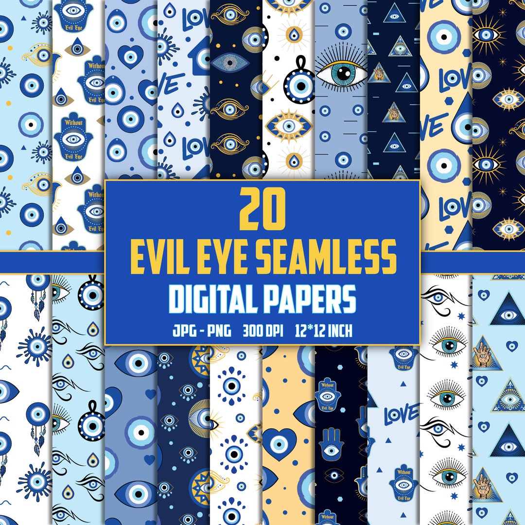 Evil Eye Seamless Patterns, Digital Papers, Evil Eye, 20 Printable ...