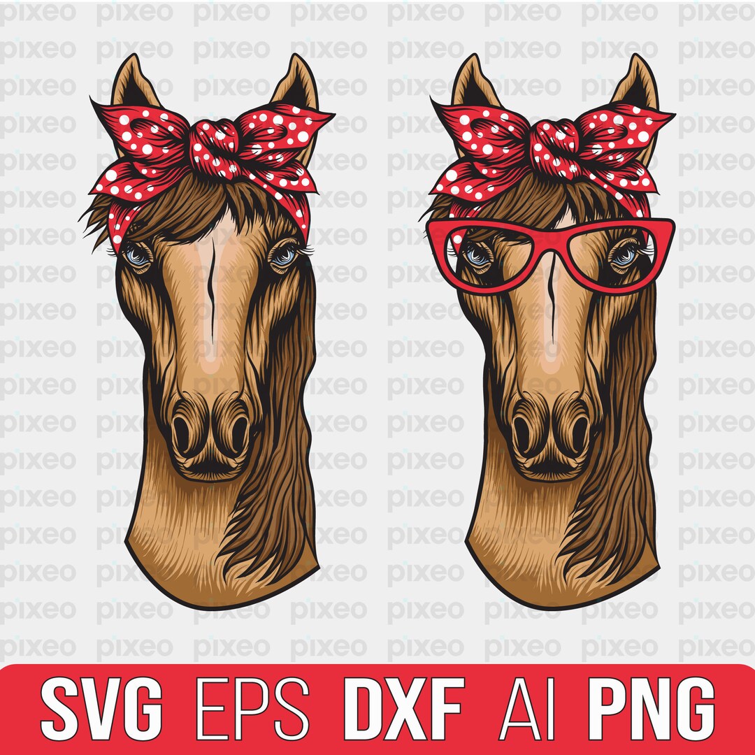 Horse Bandana Svg, Horse Svg, Horse Clipart, Bandana Svg, Farm Animals ...