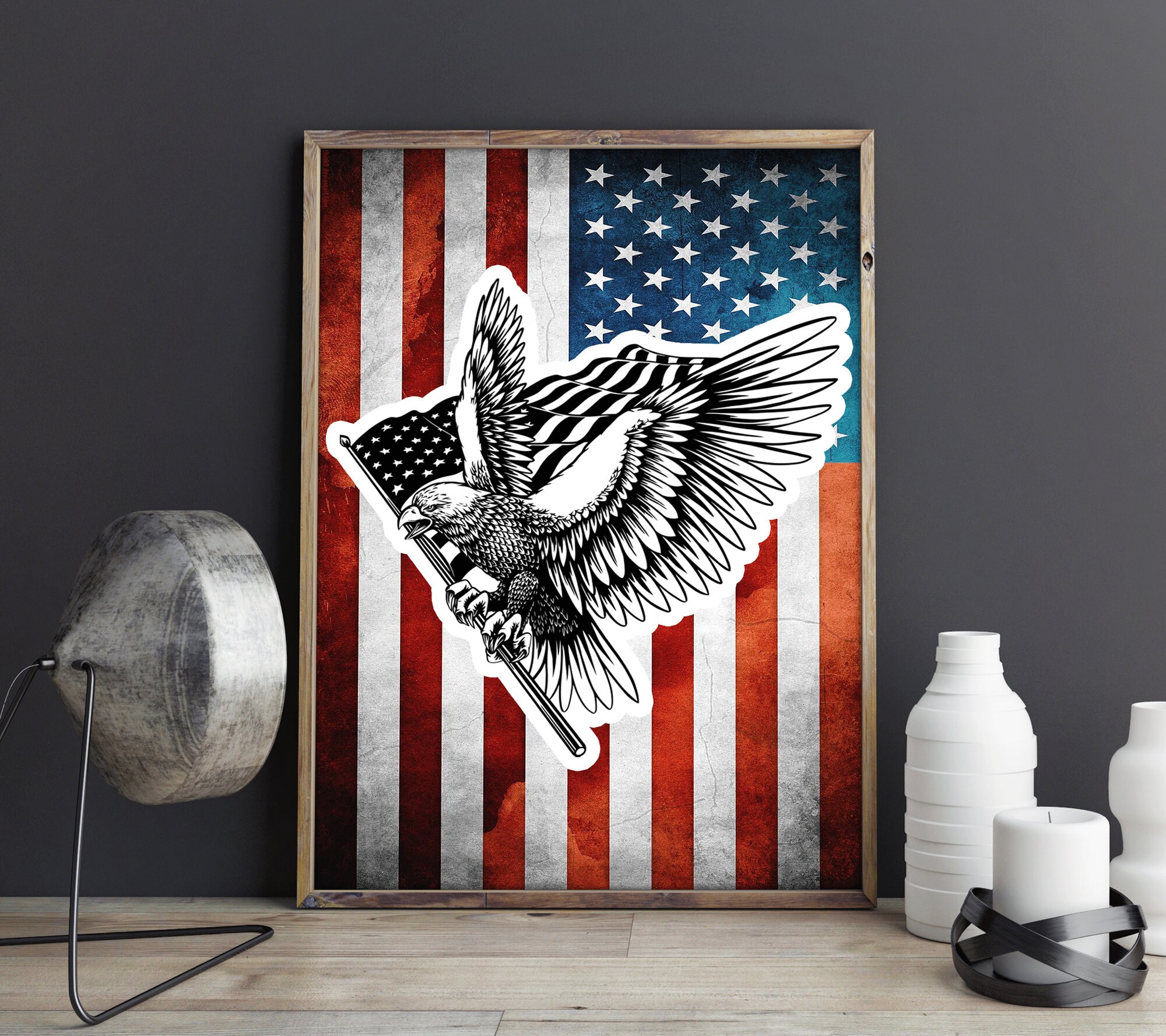 Eagle With American Flag SVG: Patriotic USA 4th of July (digital Files ...