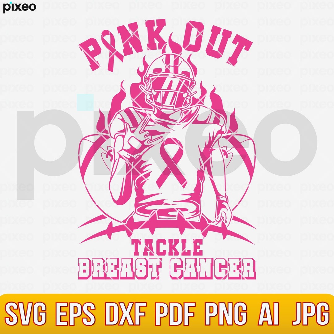 Pink Out Svg, Tackle Breast Cancer Svg, Football Svg, Cancer Awareness ...