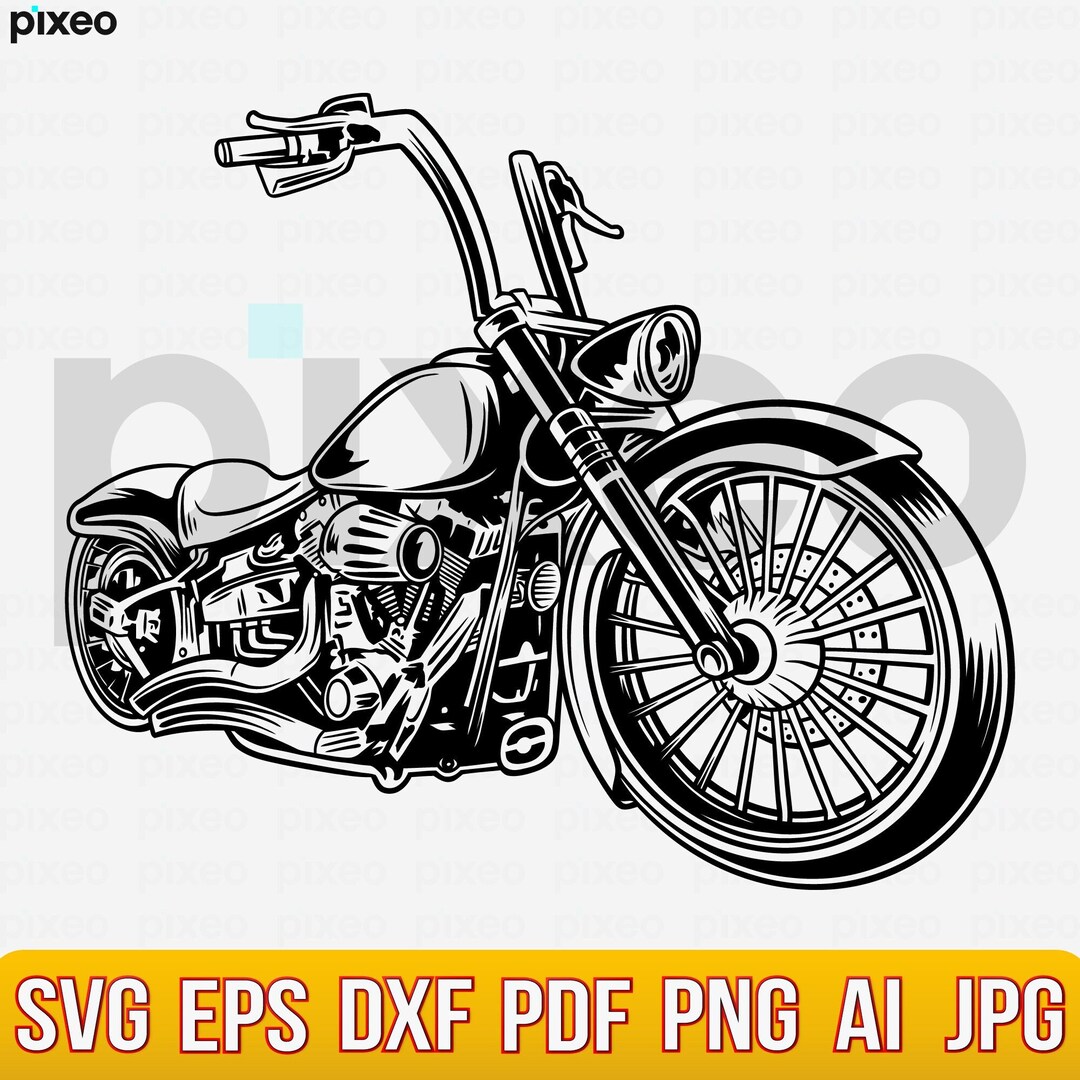Chopper Motorcycle SVG: Biker Clipart, Cricut Cut File (digital ...