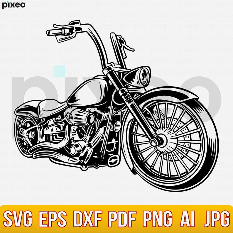 Chopper Motorcycle SVG: Biker Clipart, Cricut Cut File (Digital ...
