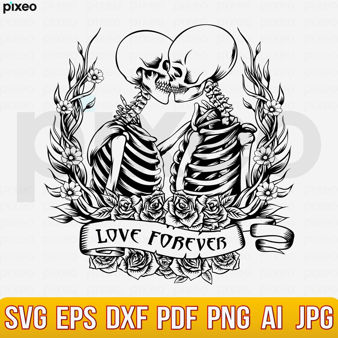 Skull Lovers Svg, Skull Svg, Dead Skeleton Love Svg, Gothic Svg, Skull ...