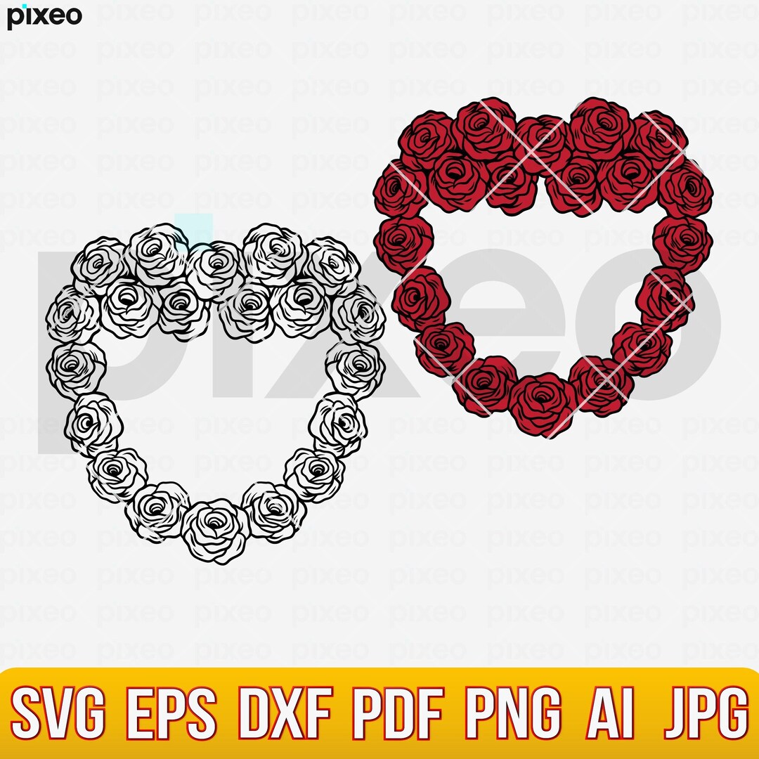 Roses and Heart Svg, Roses Svg, Heart Svg, Rose Svg, Rose Clipart ...