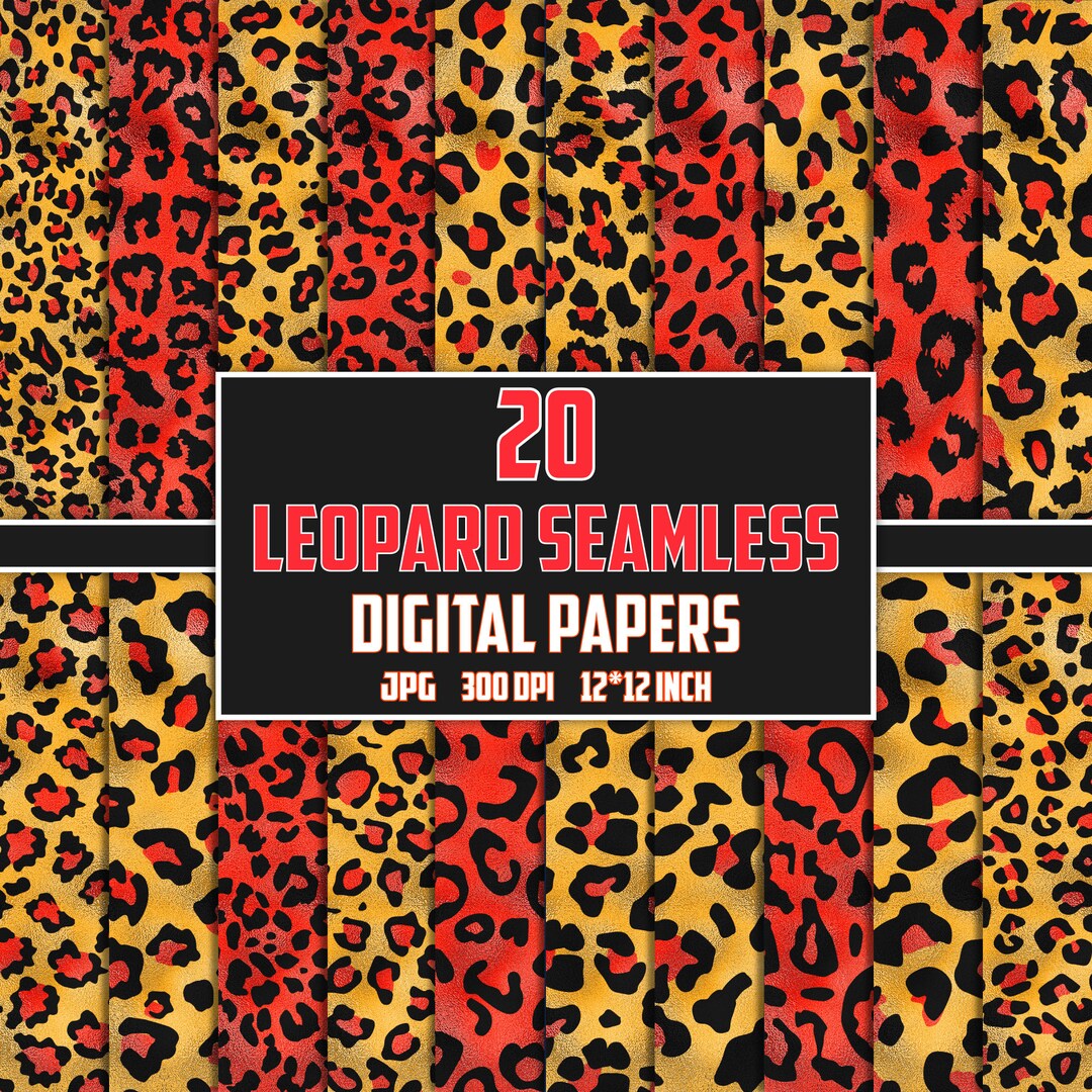 Red Gold Leopard Digital Paper, Leopard Seamless Pattern, Leopard Print ...