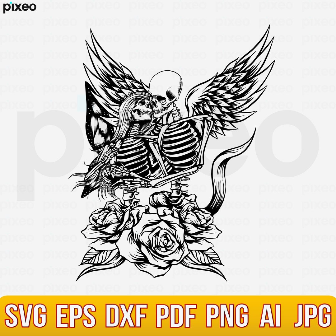 Skull Lovers Svg, Skull Svg, Dead Skeleton Love Svg, Gothic Svg, Skull ...