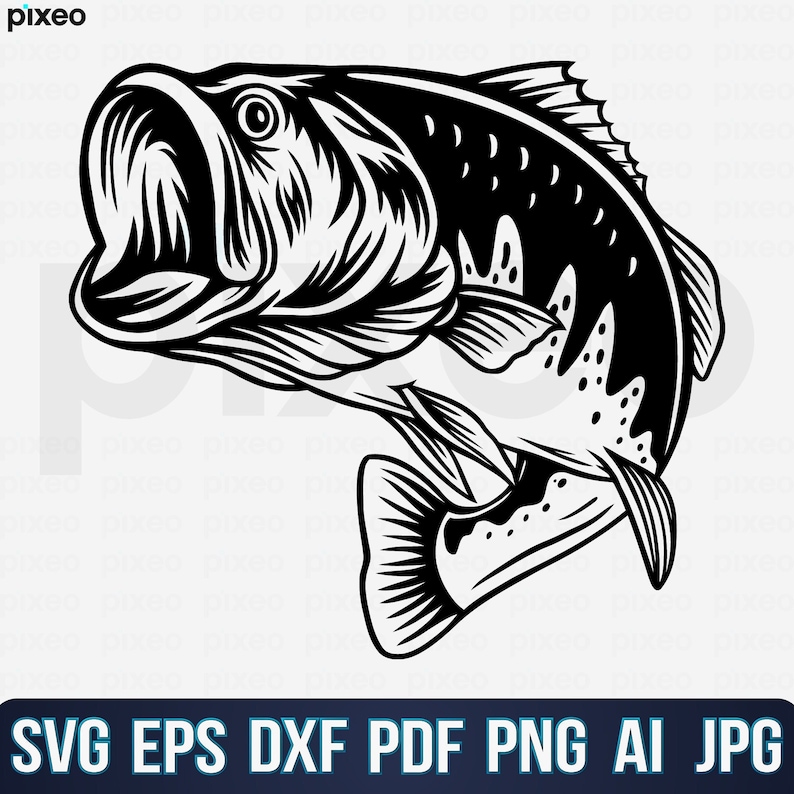 Bass Fishing SVG: Fish Hook Clipart, Vector Cut File (digital Download ...