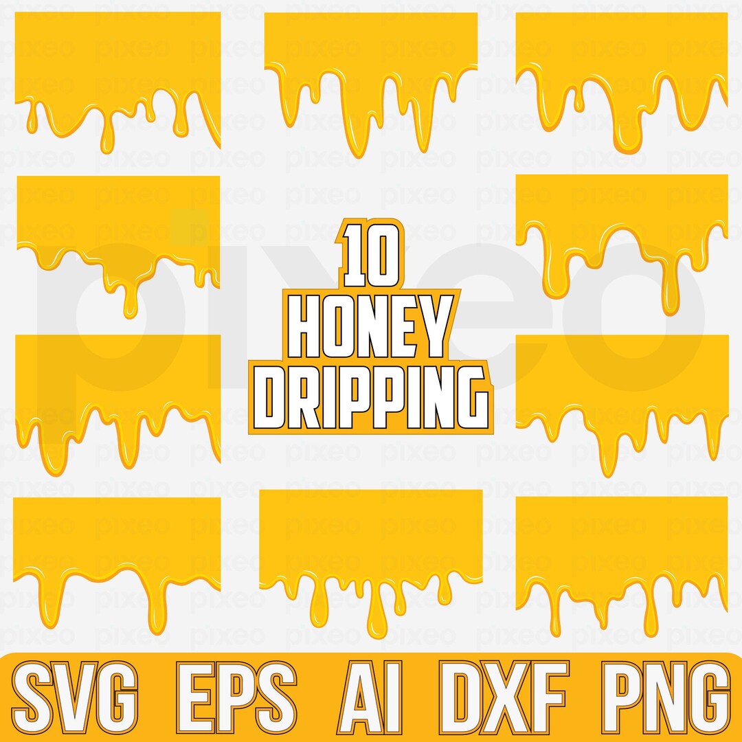 Honey Drip Borders SVG Clipart: Bee, Hive, Honeycomb Designs (digital ...