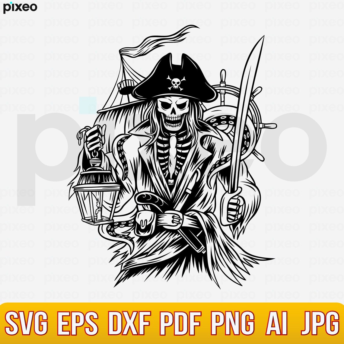 Pirate Skull Svg Pirate Svg Pirate Ship Svg Skull Octopus - Etsy