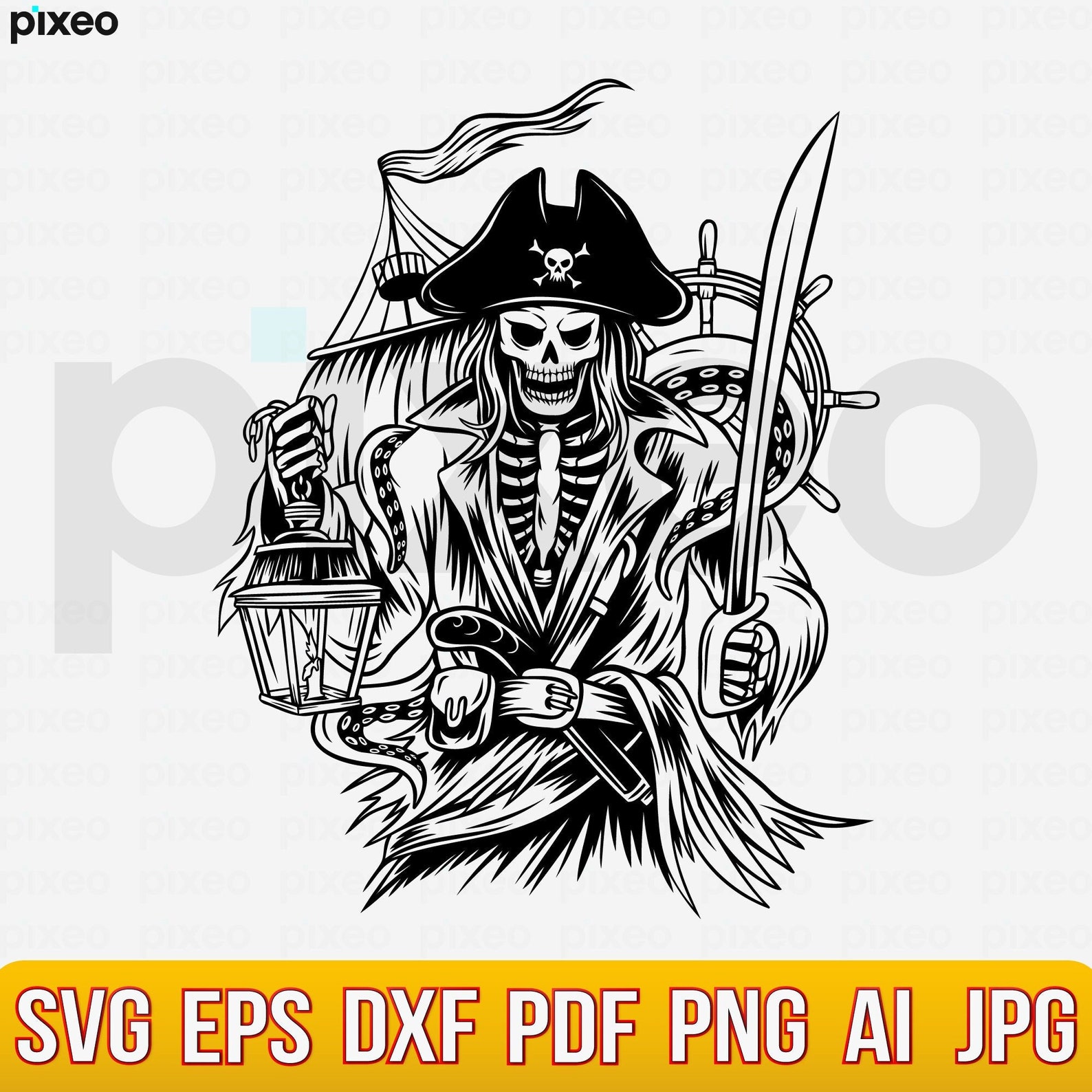 Pirate Skull Svg Pirate Svg Pirate Ship Svg Skull Octopus - Etsy