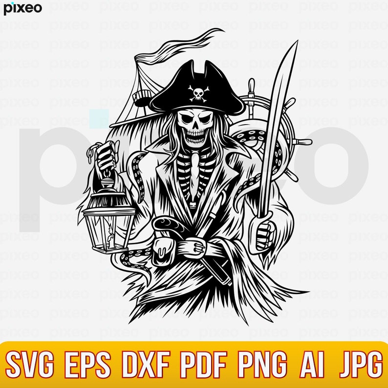 Pirate Skull Svg Pirate Svg Pirate Ship Svg Skull Octopus - Etsy