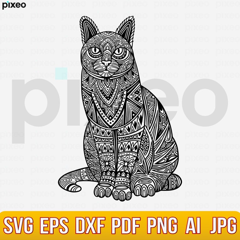 Cute Cat Svg Cat Mandala Svg Cat Clipart Mandala Svg Cat - Etsy