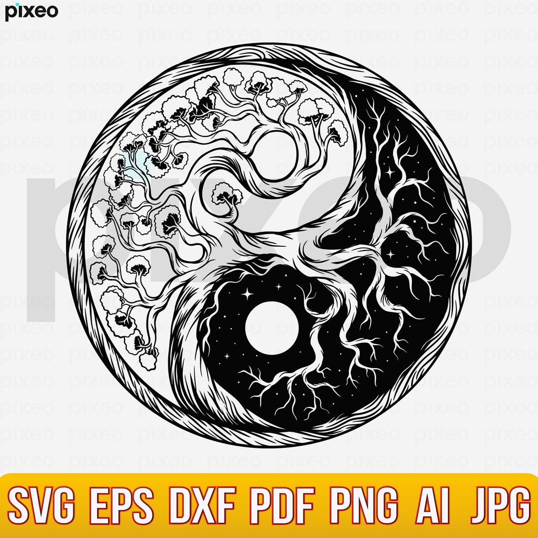 Tree of Life Yin Yang Svg, Yin Yang Svg, Tree of Life Svg, Yin Yang ...