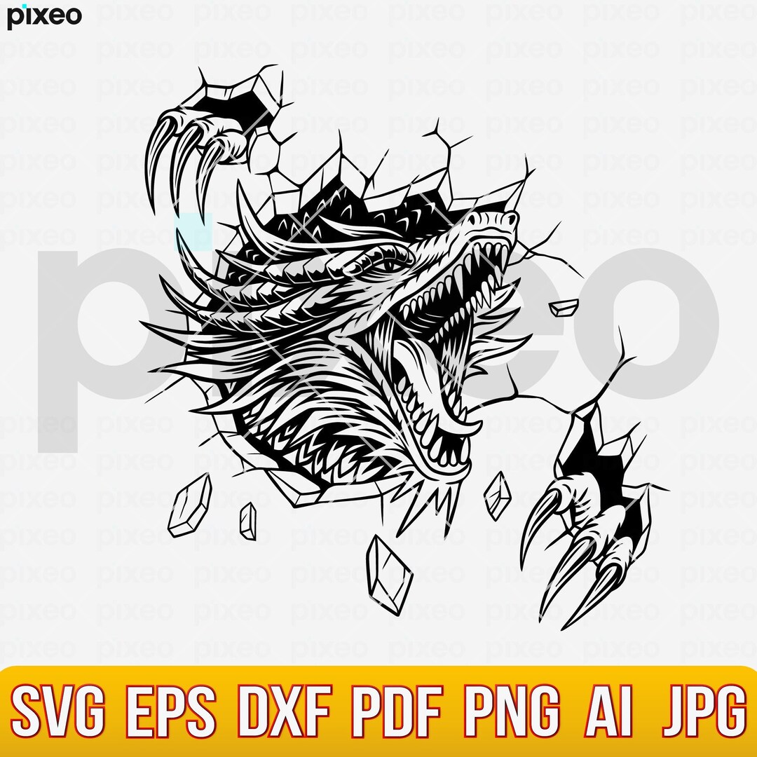 Dragon in the Wall Svg, Dragon Svg, Magic Dragon Svg, Flying Dragon Svg ...
