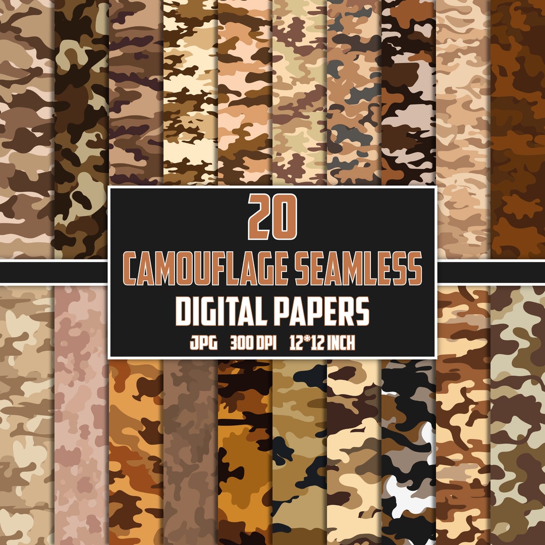 Brown Camouflage Digital Paper, Camouflage Seamless Patterns ...