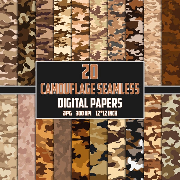 Brown Camouflage Digital Paper - Etsy