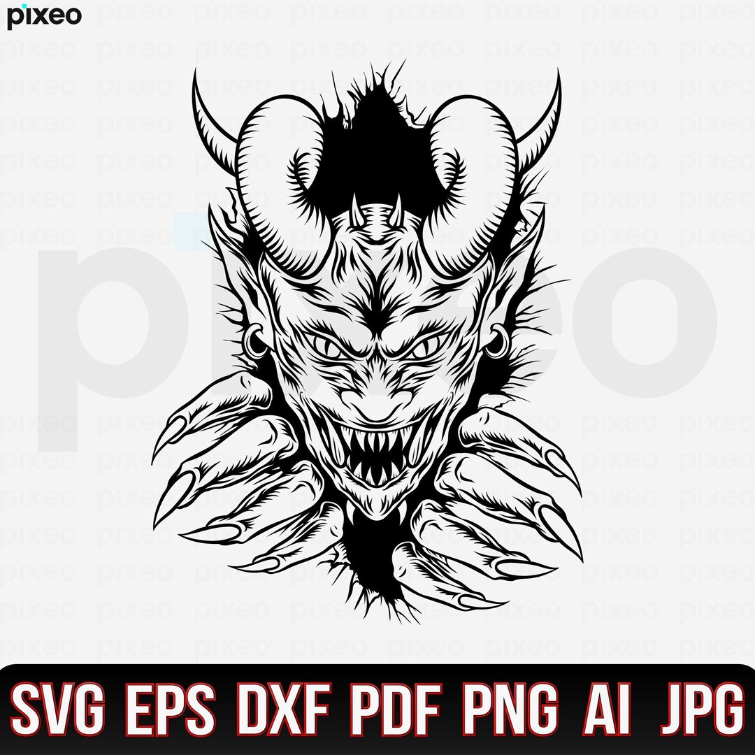 Demon in the Wall SVG, Scary Demon SVG, Demon SVG, Demon Clipart, Demon ...