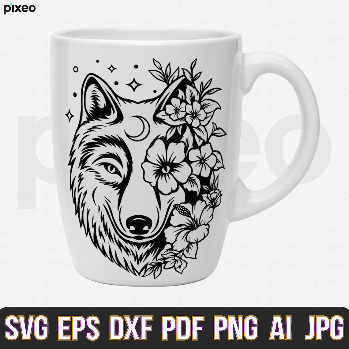 Wolf With Flowers Svg Wolf Svg Wolf Flower Svg Wolf Head | Etsy