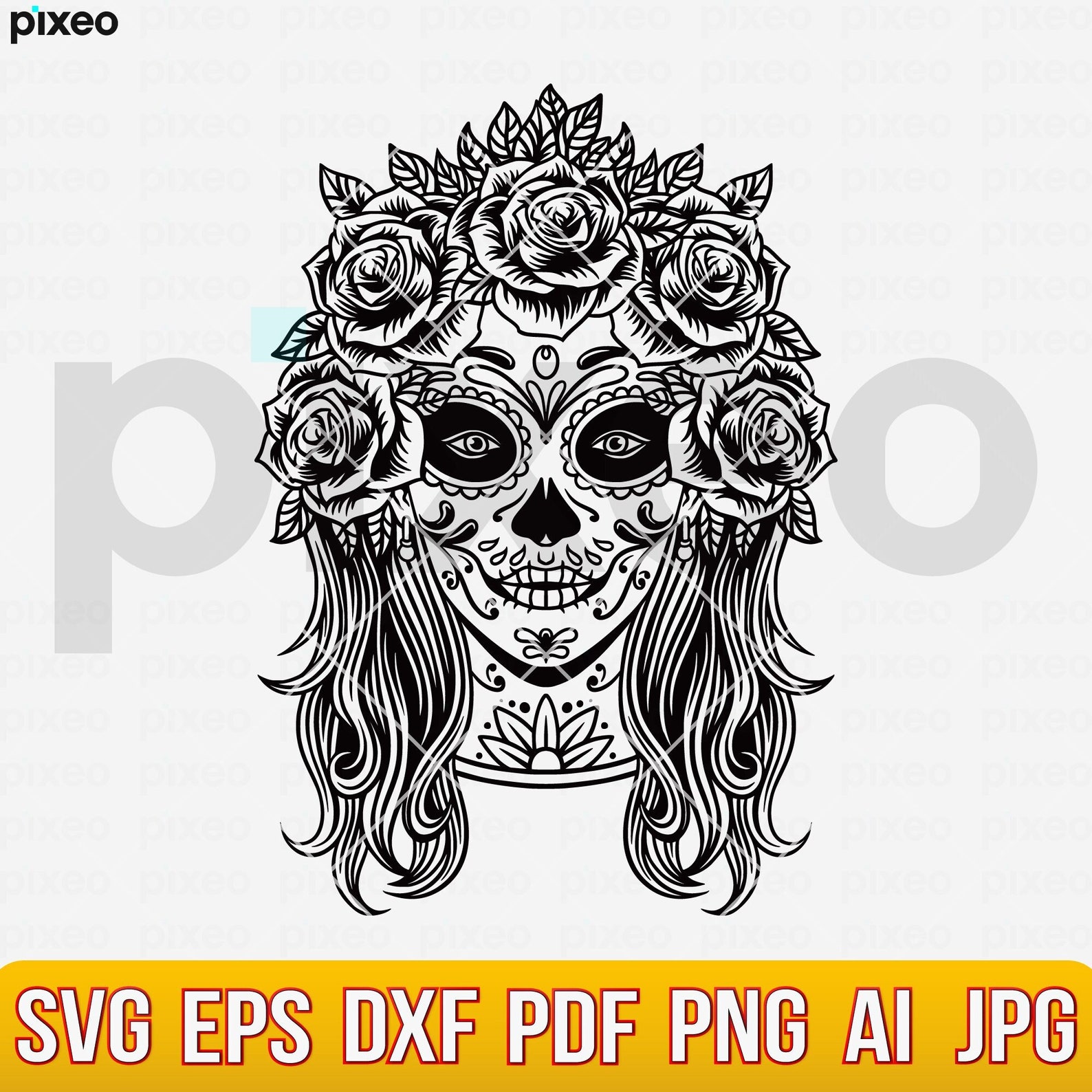 La Catrina Svg, Lady Dead Svg, Sugar Skull Svg, La Muerta Svg ...