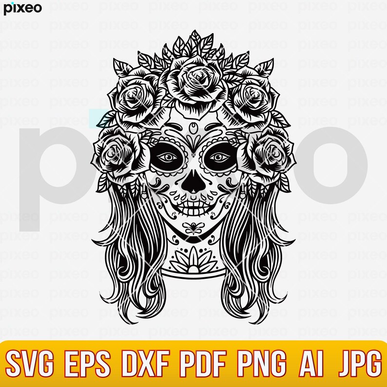 La Catrina Svg, Lady Dead Svg, Sugar Skull Svg, La Muerta Svg ...