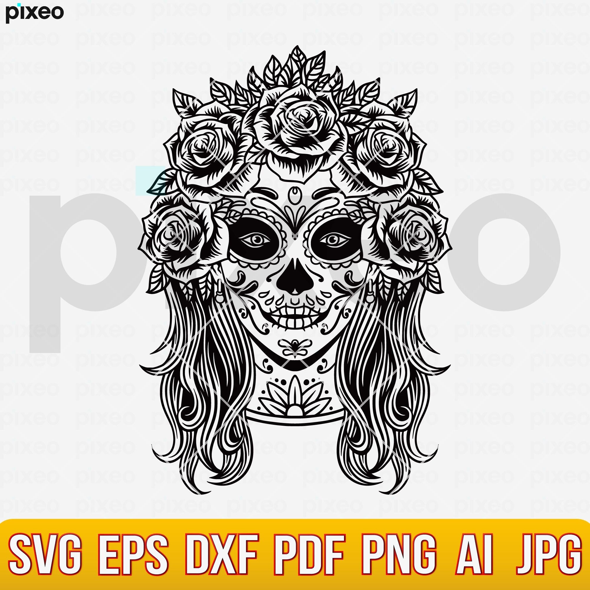 La Catrina Svg, Lady Dead Svg, Sugar Skull Svg, La Muerta Svg ...