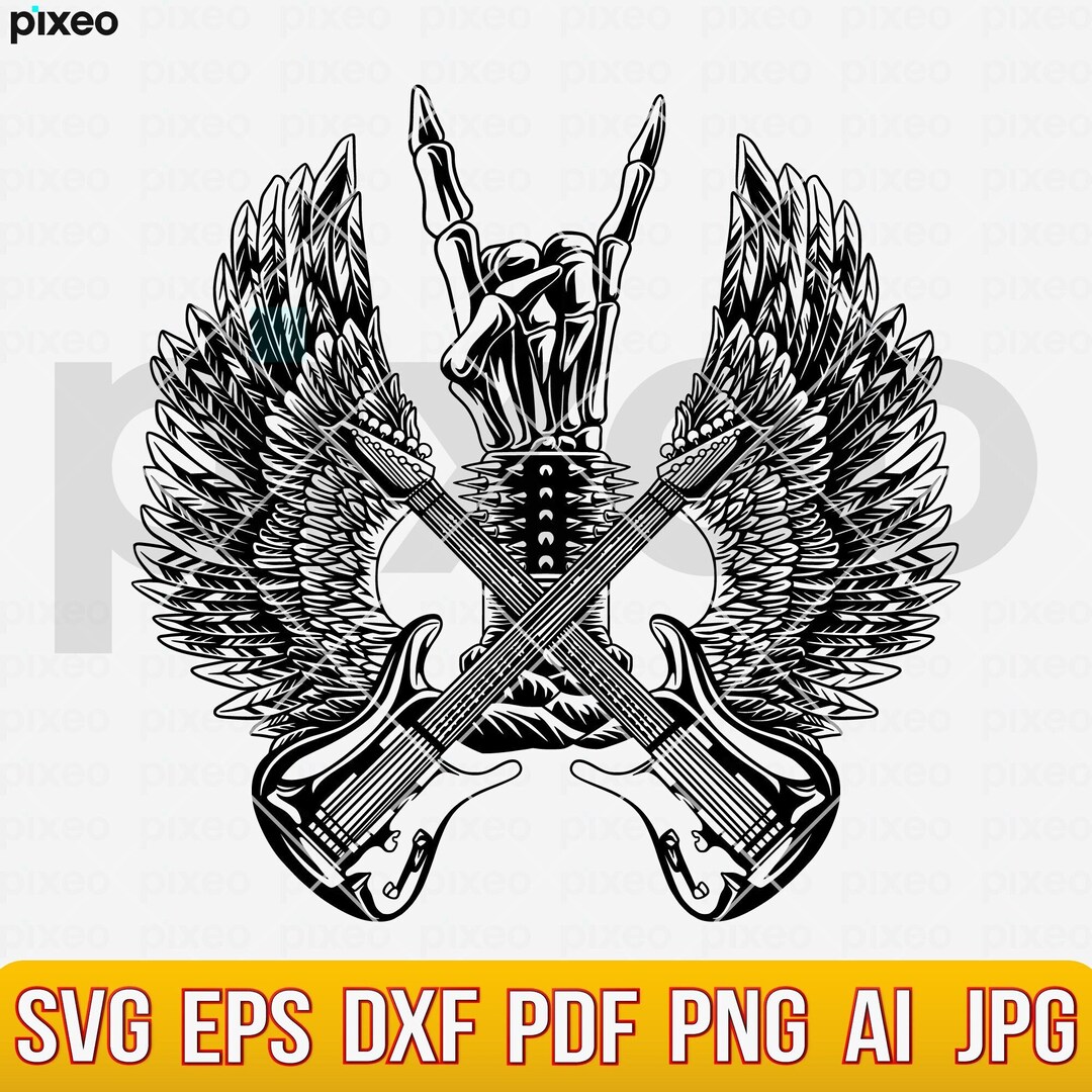 Rock and Roll Music Svg, Guitar Svg, Rock Band Svg, Rock Clipart, Rock ...